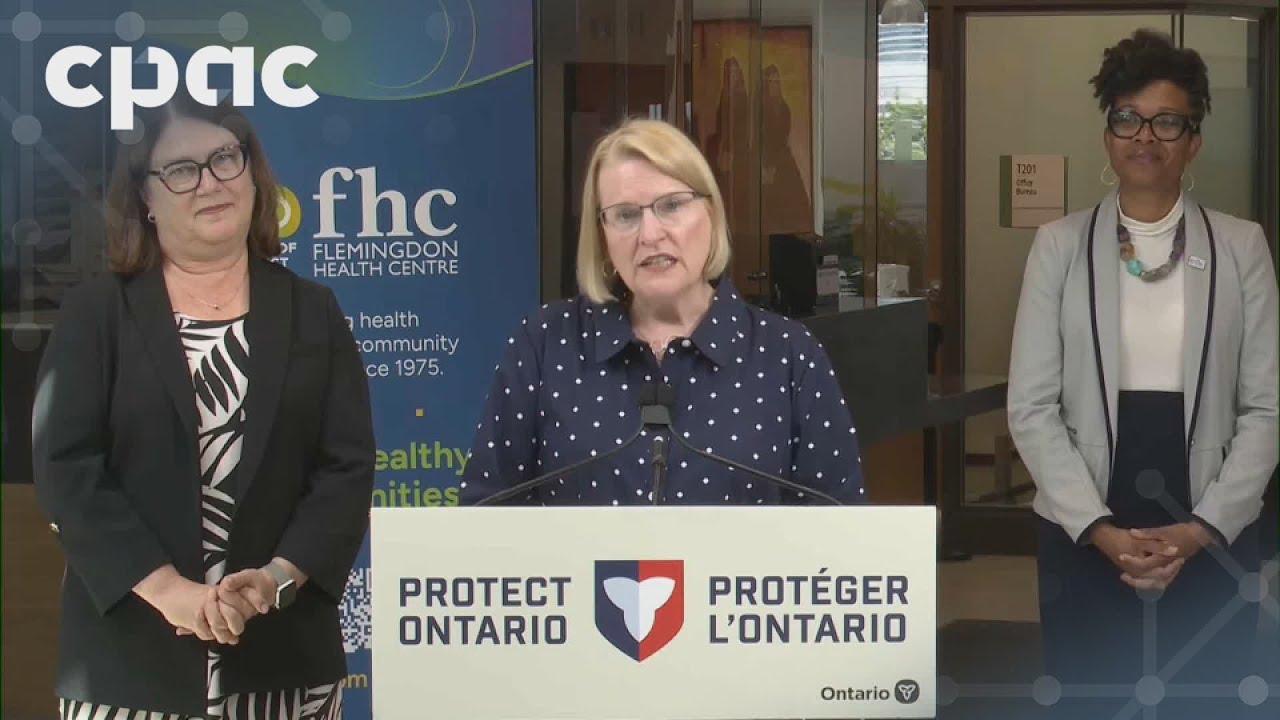 Ontario Health Minister Sylvia Jones speaks with reporters in Toronto ...