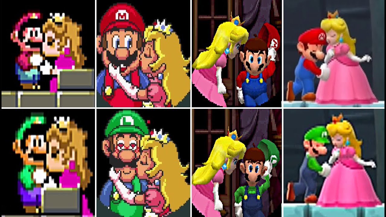 Evolution Of Mario & Luigi Getting Kissed By Princess Peach And More ...