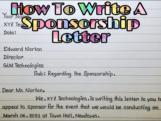 How To Write A Letter Asking For Sports Sponsorship Homenetmenny