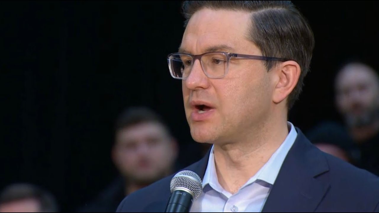 Conservative Leader Pierre Poilievre speaks with reporters in New ...