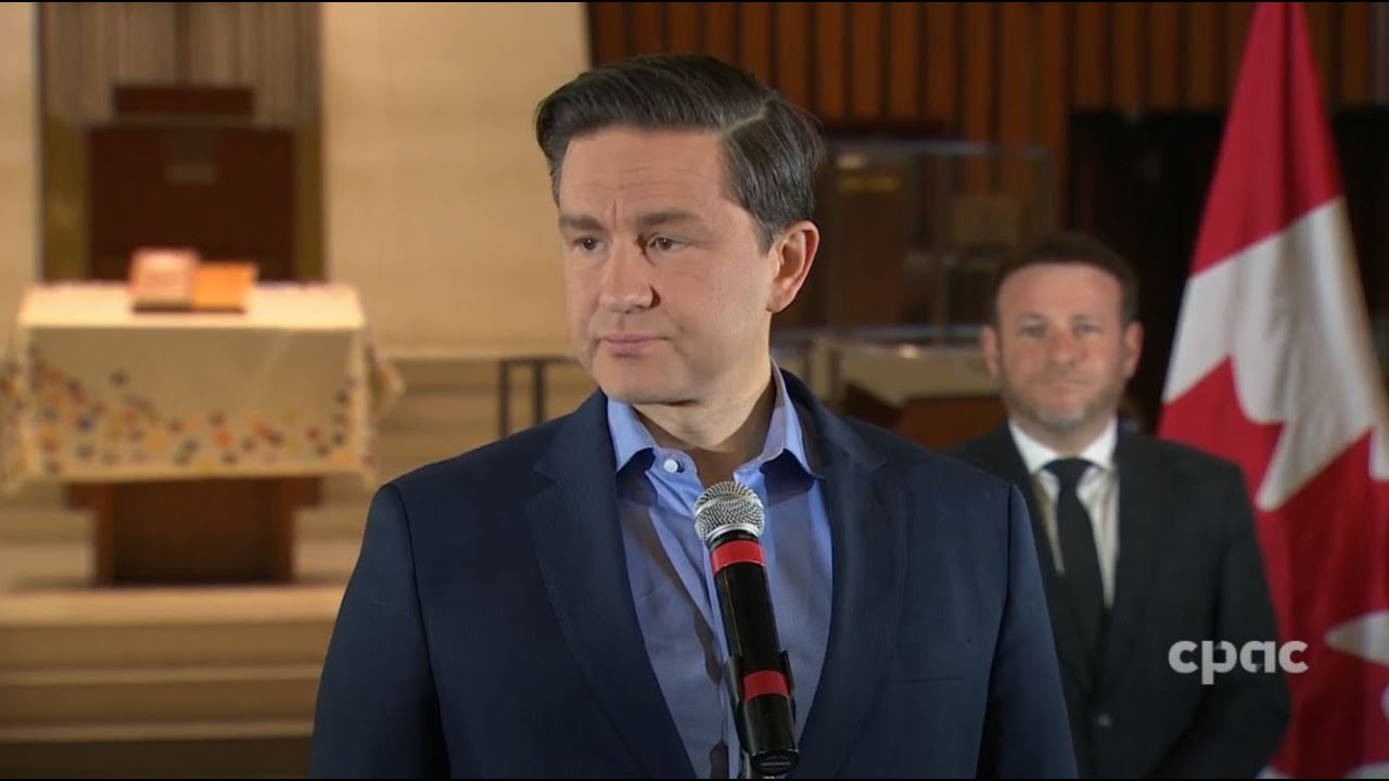 Conservative Leader Pierre Poilievre speaks with reporters in Toronto ...